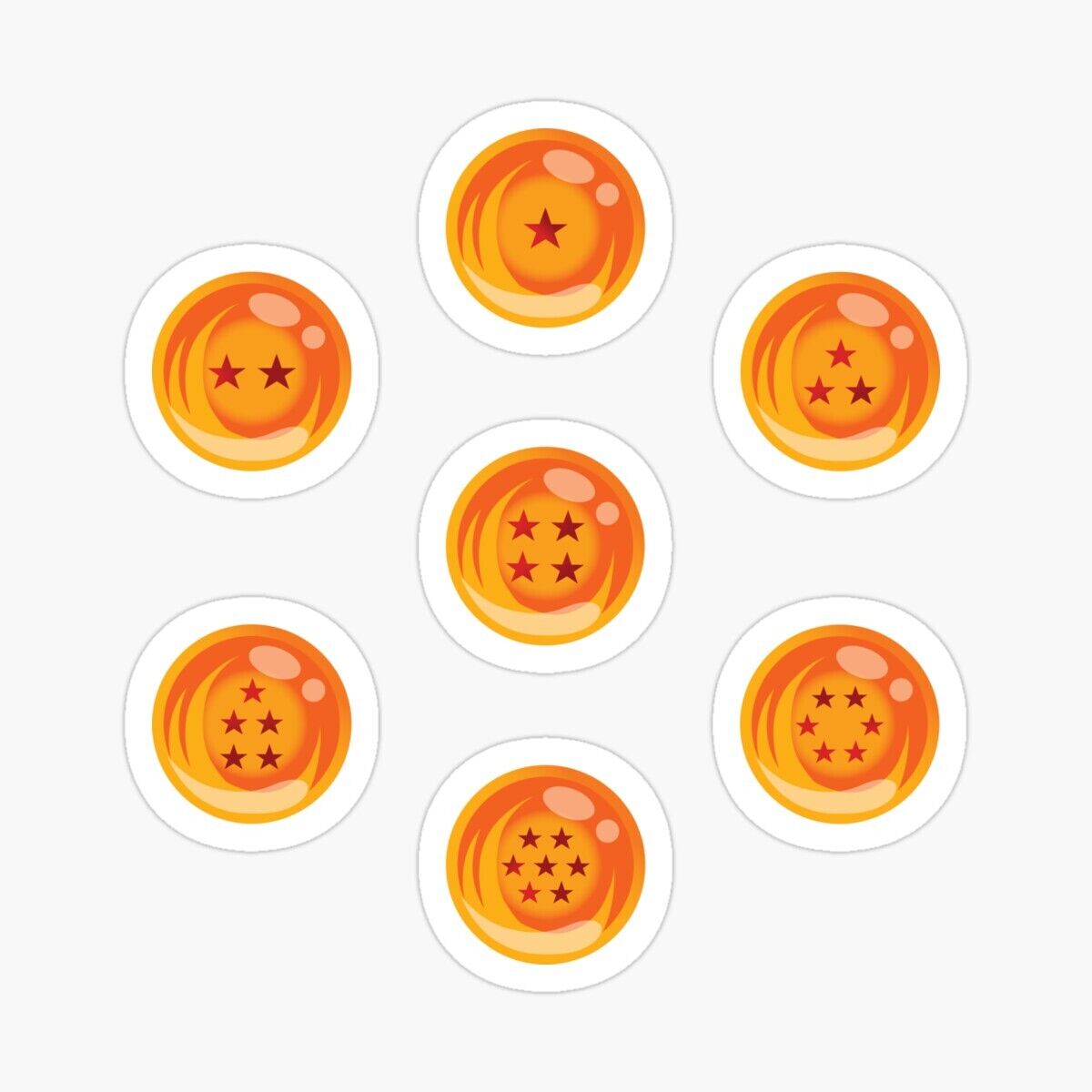 The 7 Dragon Balls Sticker Decal Vinyl For Car, Truck Sticker 6 Inch on ...