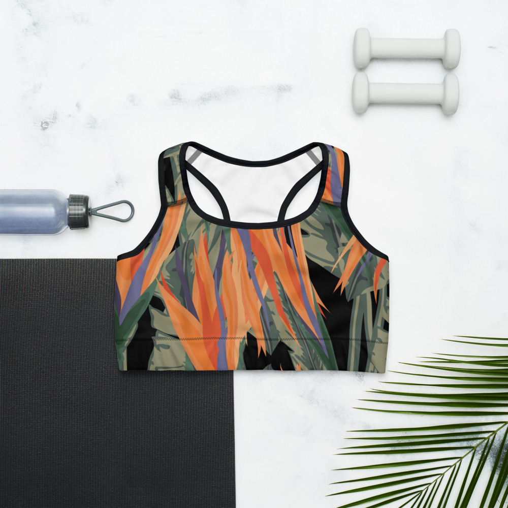 Summer Tropical Backgrounds Set With Palms Sky And Sunset Sports bra on ...