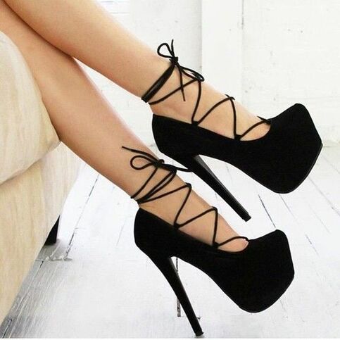 6 inch Heels Black Strappy Platform High Heels on Storenvy