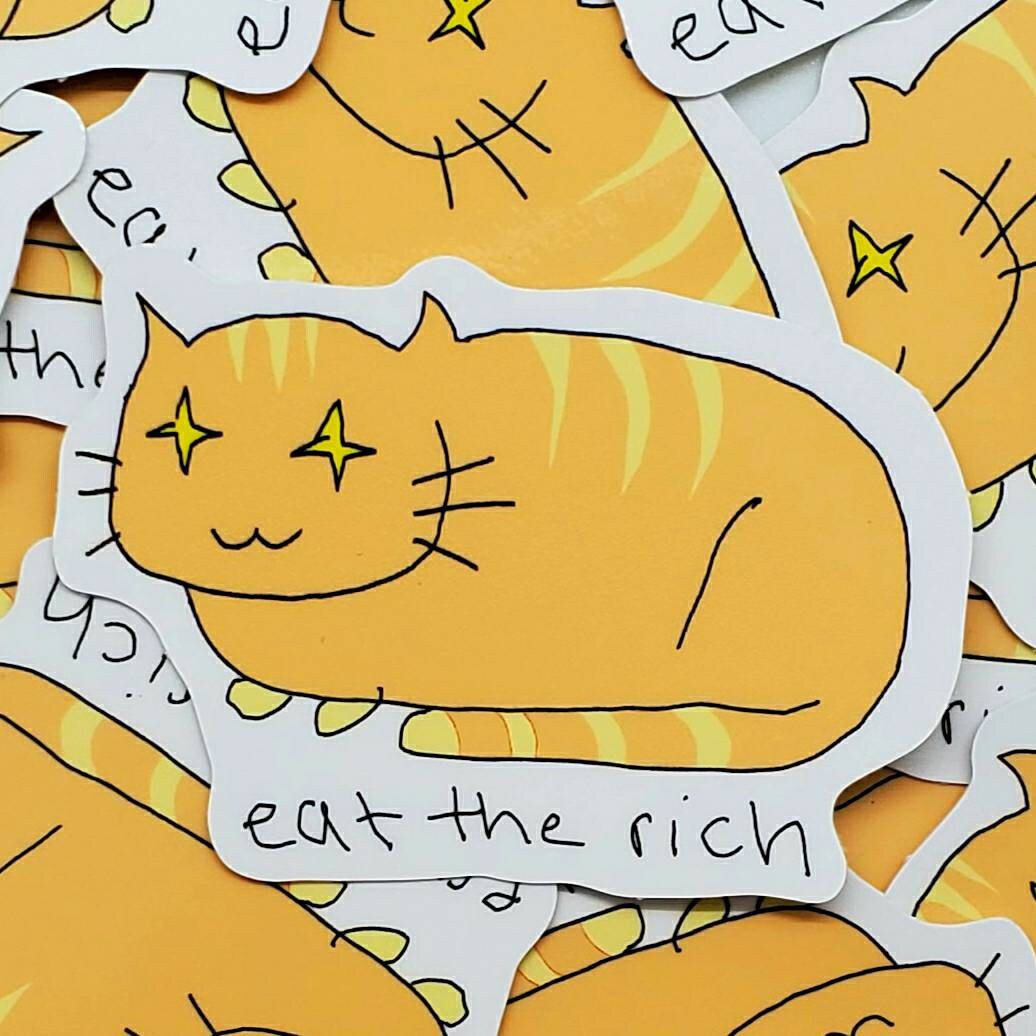 Eat the Rich Cat 3 inch Vinyl Die-Cut Sticker on Storenvy