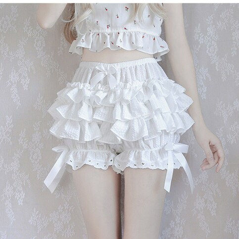White Frilly Lace Ruffle Bloomer Shorts · TeddyLoveEve · Online Store ...