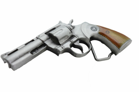 Men Gangster Fashion Belt Buckle Silver Metal Gun Revolver Hood Street ...