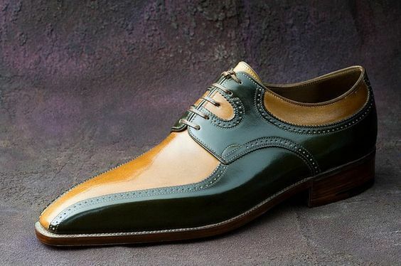 Handmade Men's Leather Stylish Lace Up Shoes, Men's Tan Green Color ...