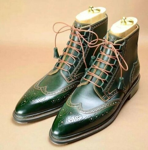 Elegant and Classic Green Lace up Ankle High Boot on Storenvy
