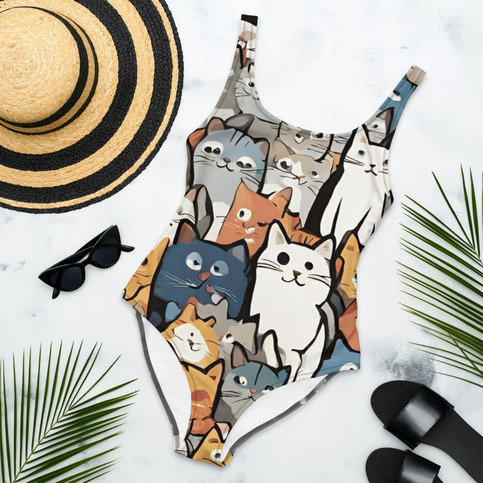 One-Piece Swimsuit Variegated World Cat Lover on Storenvy