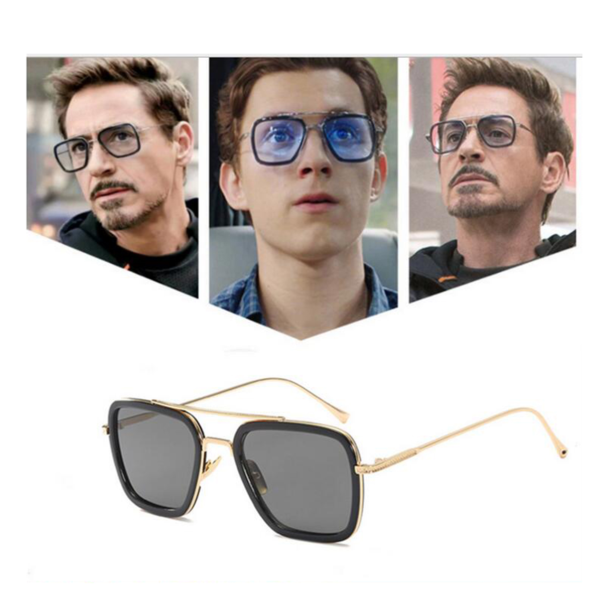 Tony Stark Sunglasses Vintage Square Metal Frame Eyeglasses for Men ...