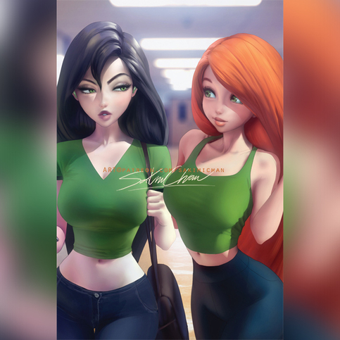 Distracted GF Kim x Shego Poster #597 · Sakimichan Art Shop · Online ...