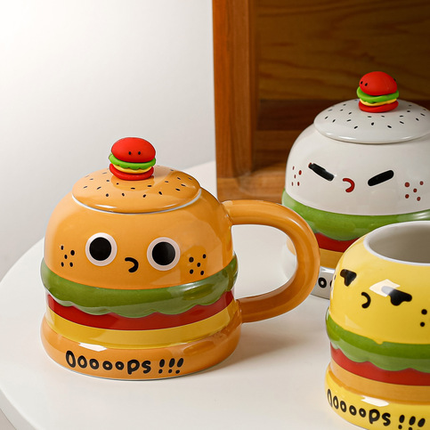 Cute Hamburger Mug With Spoon And Lid on Storenvy