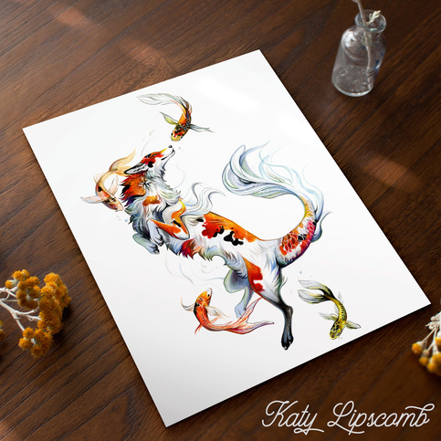 Koi Fox - Print · Katy Lipscomb LLC · Fantasy Watercolor Art