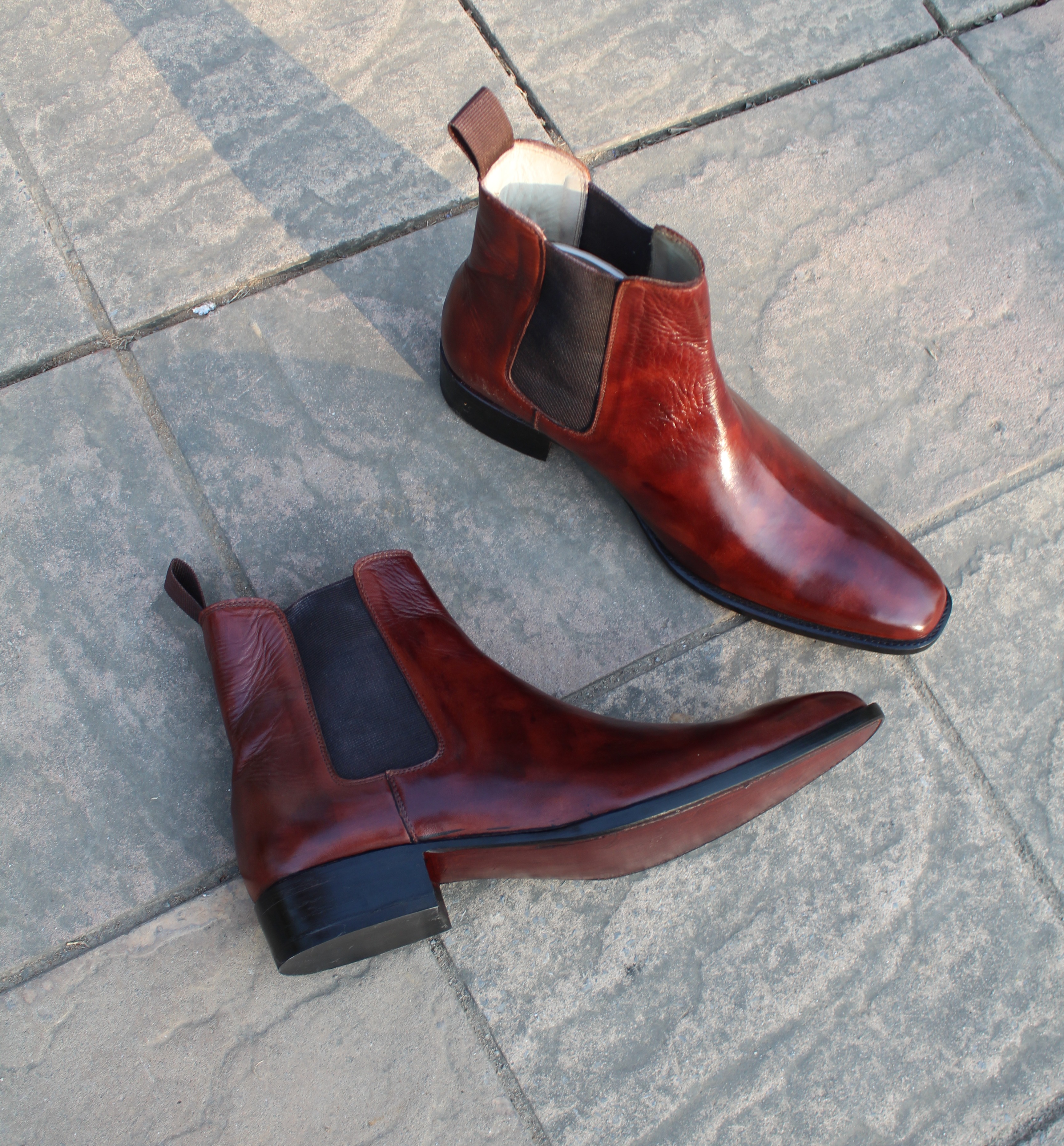 LeatherLooms Handmade Brown Patina Leather Chelsea Boot on Storenvy