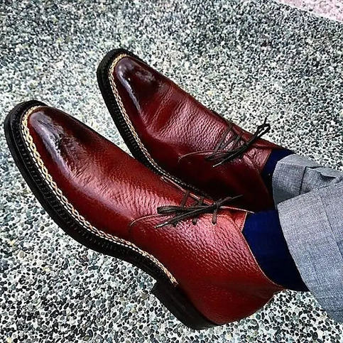Burgundy Leather Norwegian Welted Chukka Boot on Storenvy