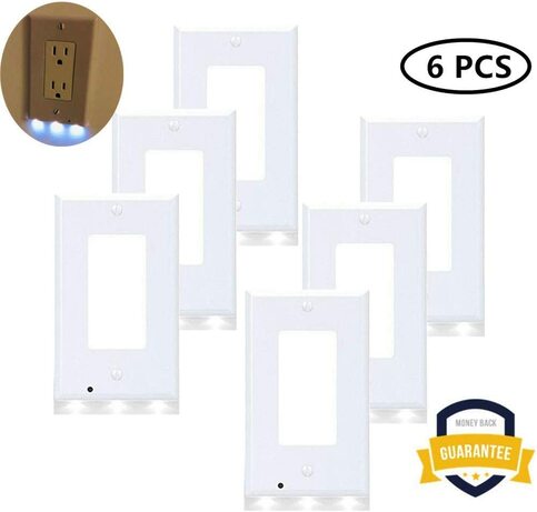 6Packs Wall Outlet Plate LED Guide Night Light Illuminated Plug Cover ...