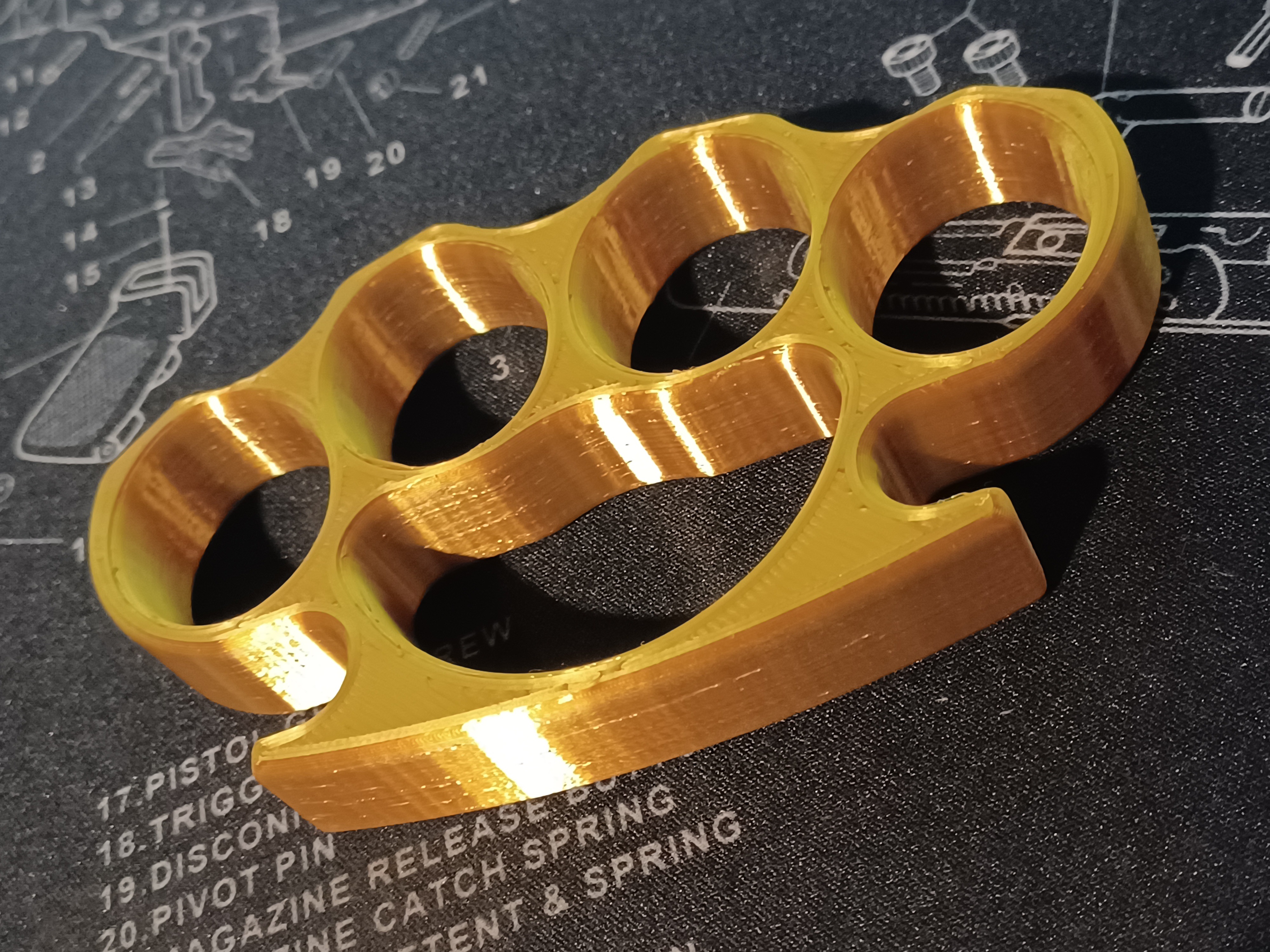 PLA Gold Silk 3D Printed Thick Knuckles Great Gift Full Size NOT STEEL ...