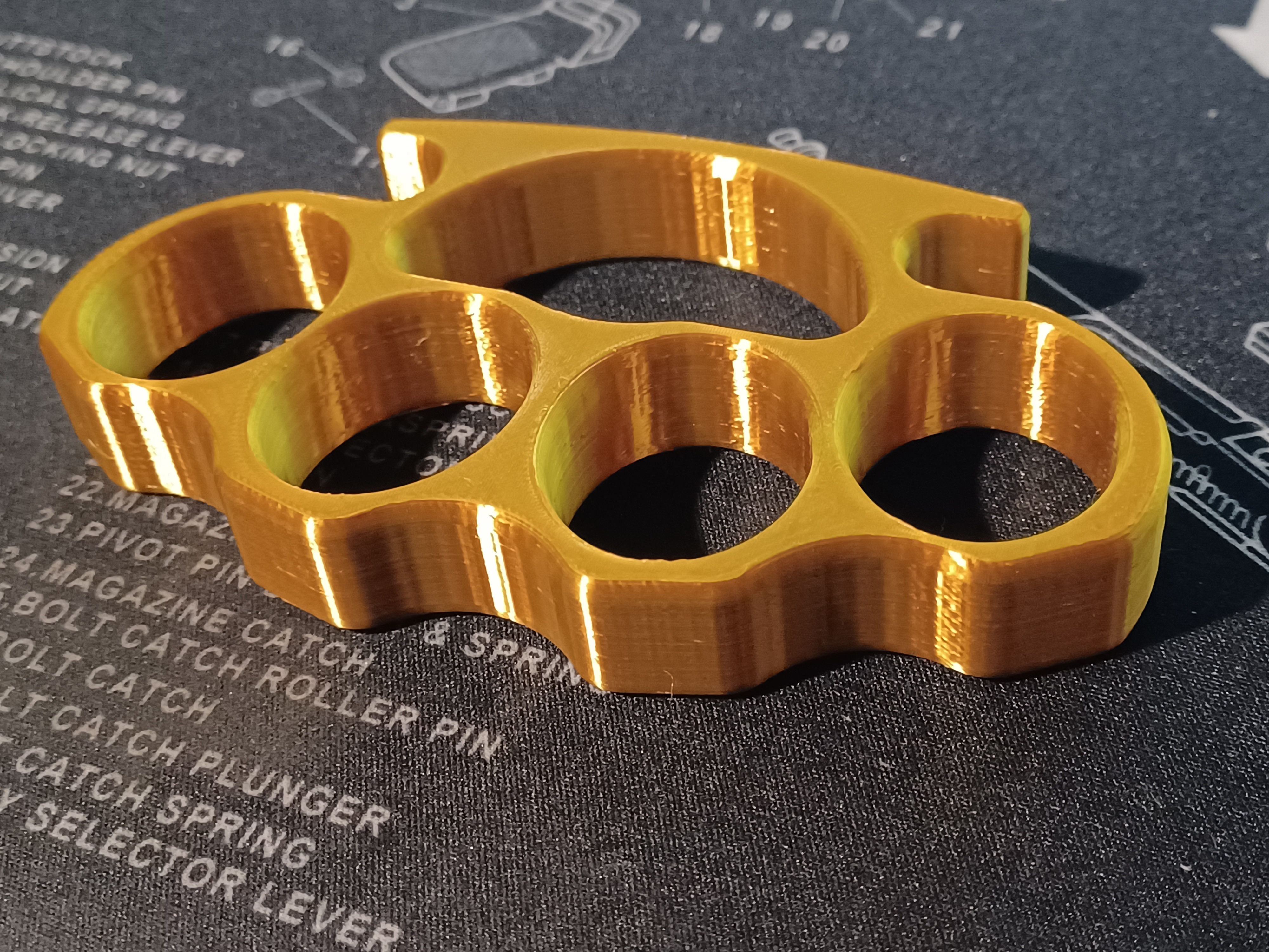 PLA Gold Silk 3D Printed Thick Knuckles Great Gift Full Size NOT STEEL ...