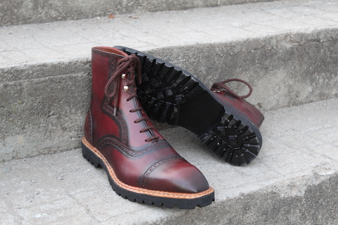 Crafted Leather Burgundy Classic Norwegian Welted High Ankle Laceup ...