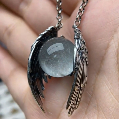 Angel wings black crystal farewell poem necklace on Storenvy
