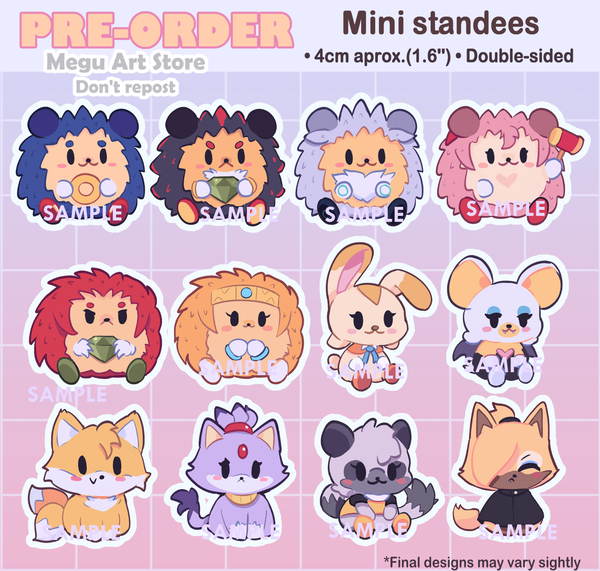 "Smol" Sonic mini standees on Storenvy