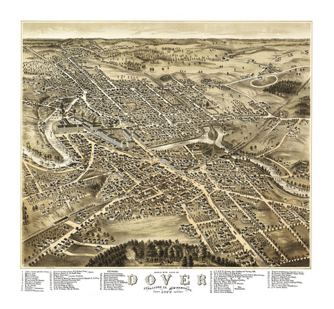 Dover, New Hampshire in 1877 - Bird's Eye View Map, Aerial, Panorama ...