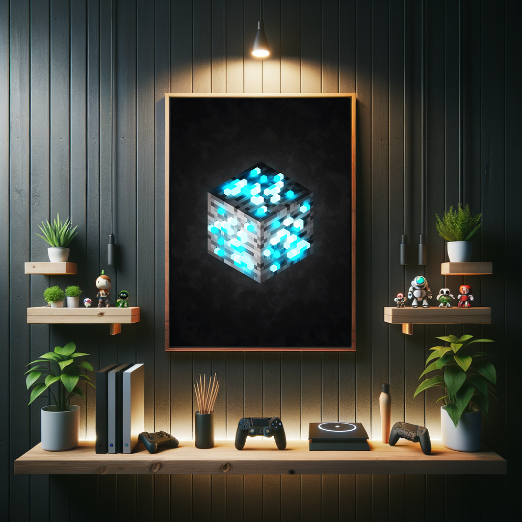 Minecraft Cube Diamond VoxelArt Poster, videogames designs, birthday ...