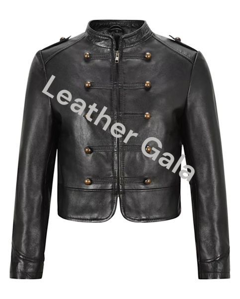 Girls Military Style Black Studded Real Leather Jacket,Handmade Edition ...