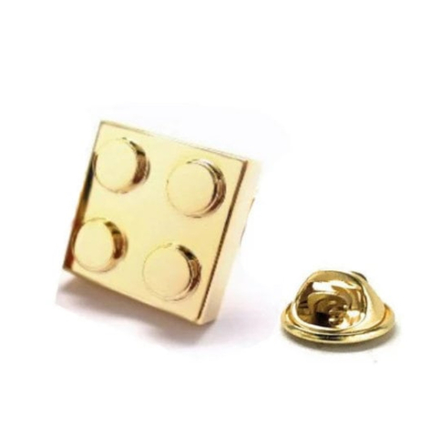 Gold Building Block Lapel Pin Block King Brick Enamel Pin on Storenvy