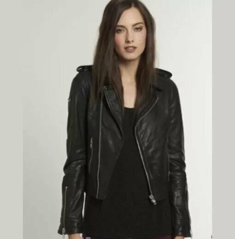 Black Leather Motorcycle Jacket for Women - Waterproof, Windproof, and ...