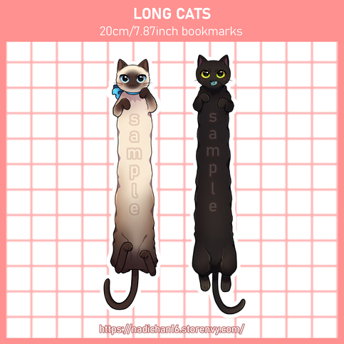 Long Cats bookmarks v.4 on Storenvy