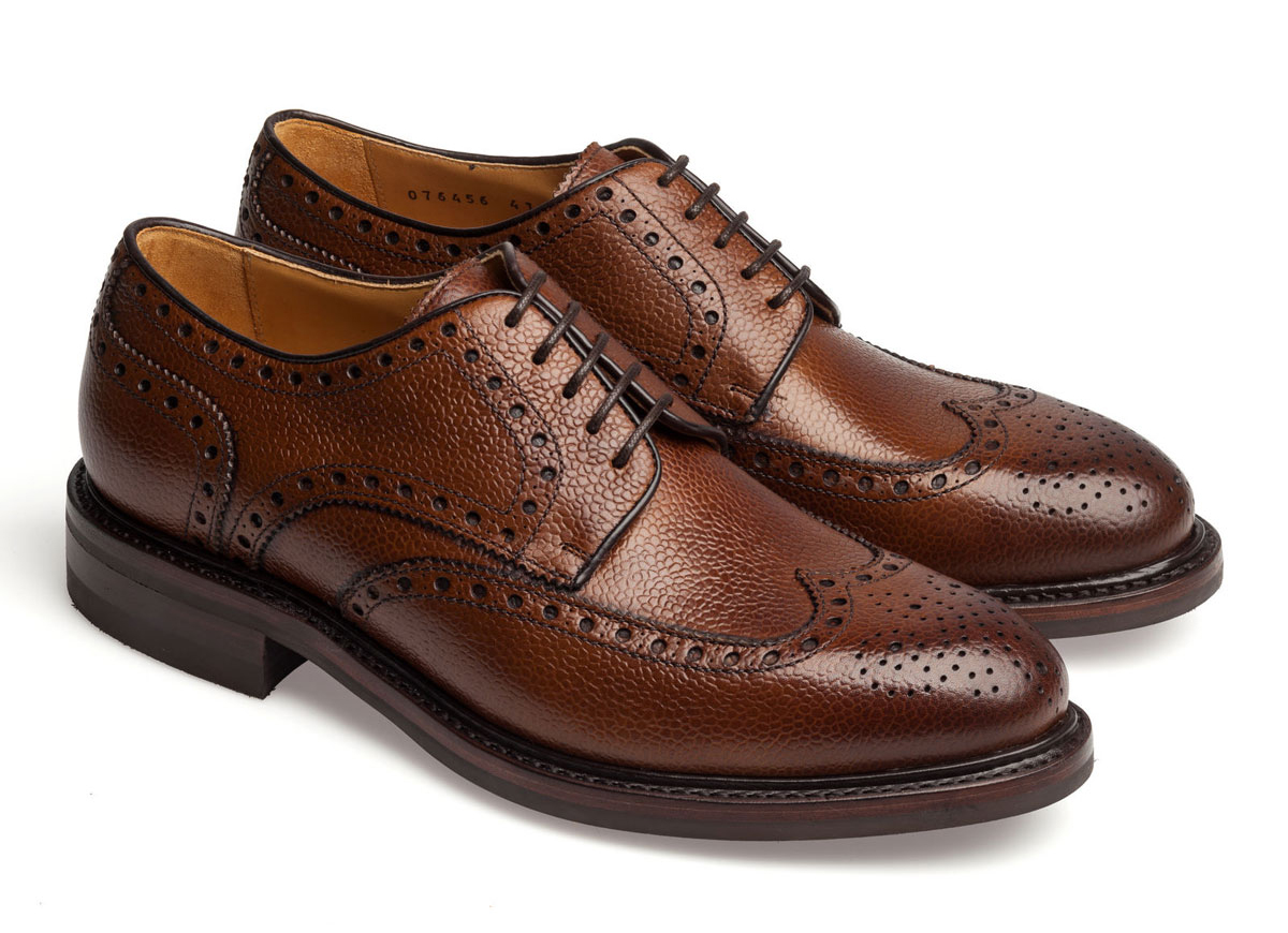 Luxury Derby Shoes Handmade Polish Brown Patina Leather Brogue Wingtip ...