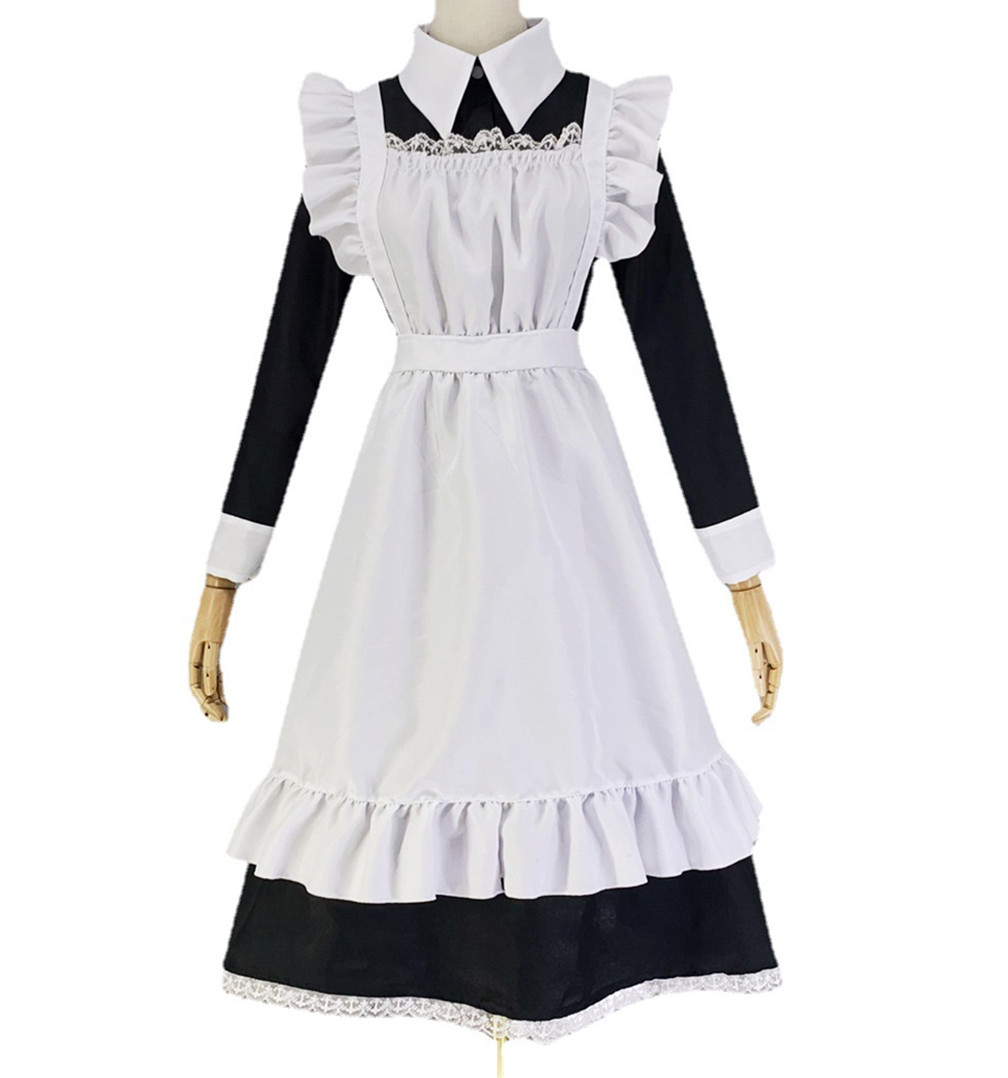 Halloween Maid Cosplay Costume Dresses for School Girls Long French ...