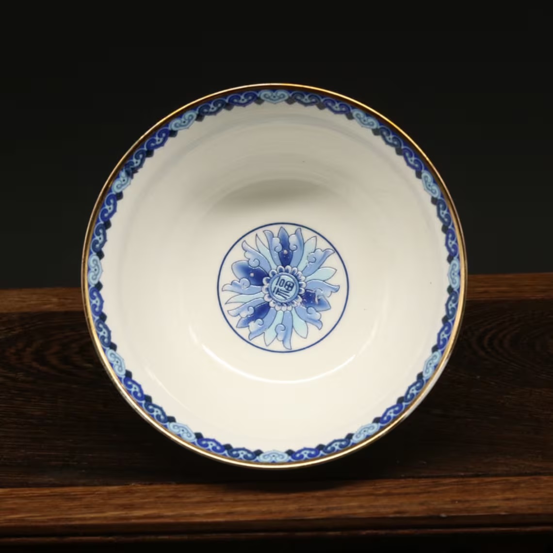 Chinese Antique Porcelain Bowl - Elegant Blue and White Lotus Twig ...