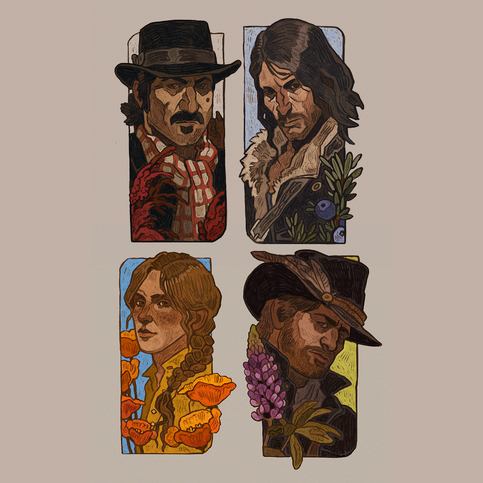 RDR2 stickers/keychains on Storenvy