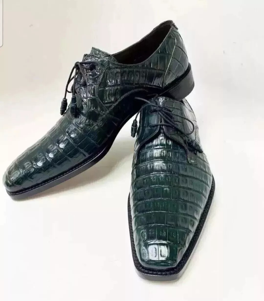 Green Leather Formal Shoes for Men – Handmade Oxford Style for Office ...