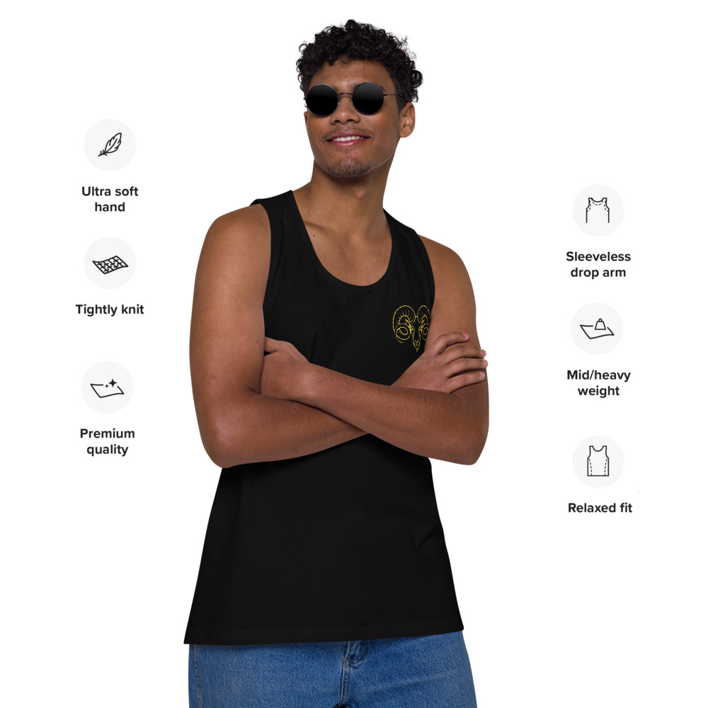 Aries Luxe Gold-Emblem Mens Premium Tank on Storenvy