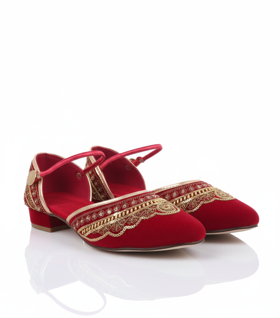 Handcrafted Red Embroidered Jutti for Women | Traditional Ethnic Shoes ...