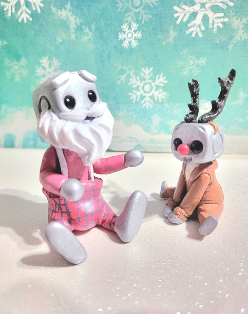 Santa and Rudolph Christmas Resin Robot Set on Storenvy
