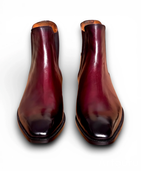 Crafted Leather Handmade Men Classic BurgundyLeather Chelsea Boot ...