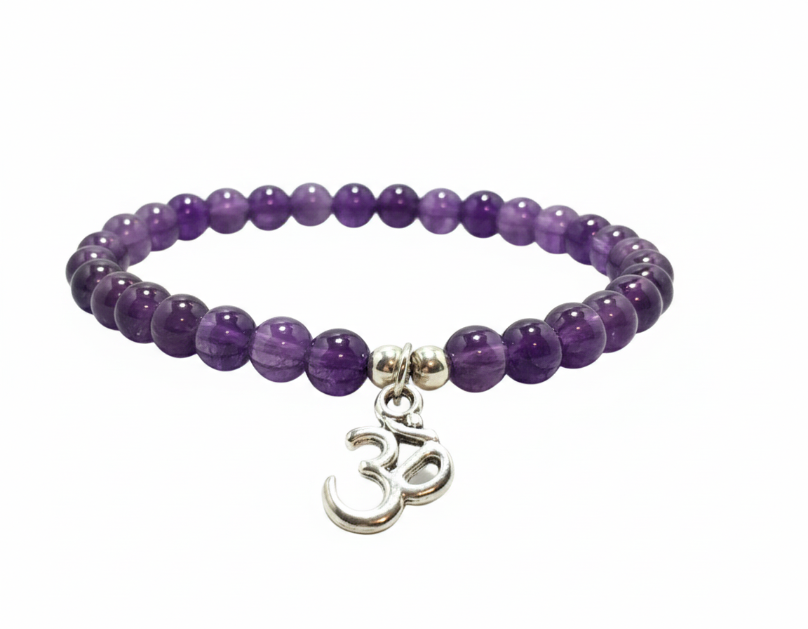 Amethyst Gemstone Yoga Bracelet – Calm, Intuition & Spiritual Balance ...