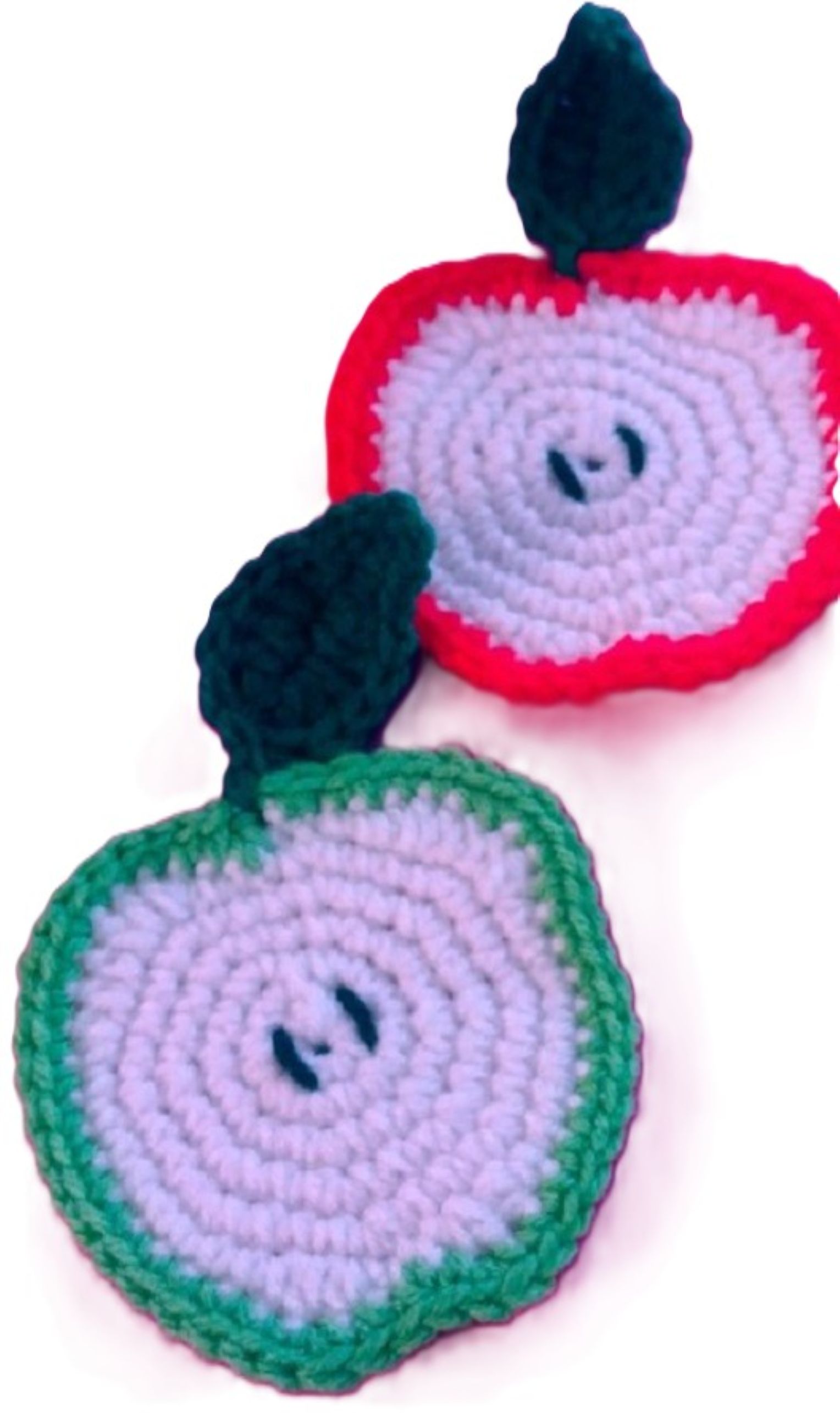 Crochet Apple Slice Coaster – Red or Green · Crocheted Little Things ...