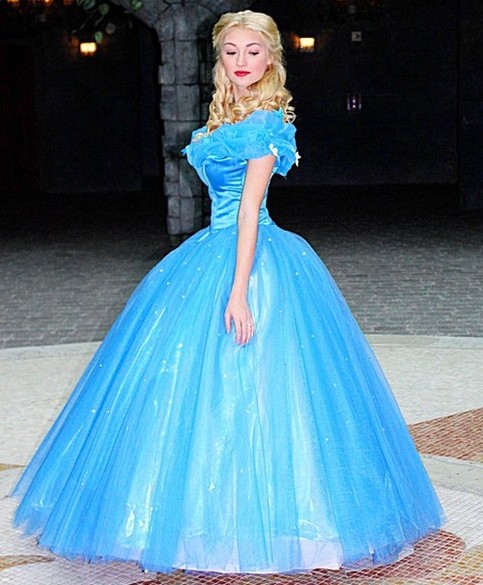 P143 Movies Cosplay Costume Cinderella dress princess iridescent ...