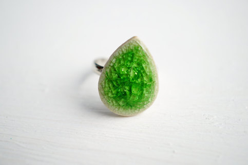 Green Teardrop Ceramic Statement Ring on Storenvy