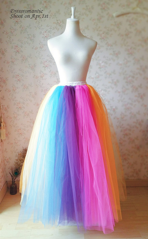 Plus Size Rainbow Tulle Skirt Adult Long Rainbow Tutu Skirt Outfit Any ...