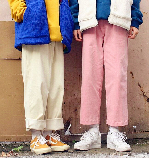 Pastel Color Corduroy Casual Wide Leg Pants on Storenvy