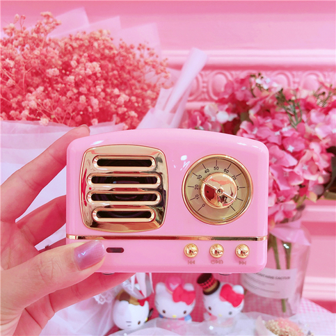 Retro fashion pink bluetooth speaker small stereo mini mobile phone ...