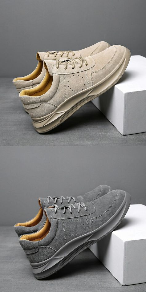 Prelesty Handmade British Autumn Brogue Men Suede Leather Formal Warm ...