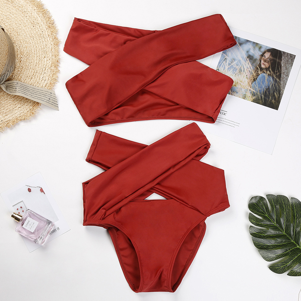 Red Word Collar Bikini Sexy Split Swimsuit on Storenvy