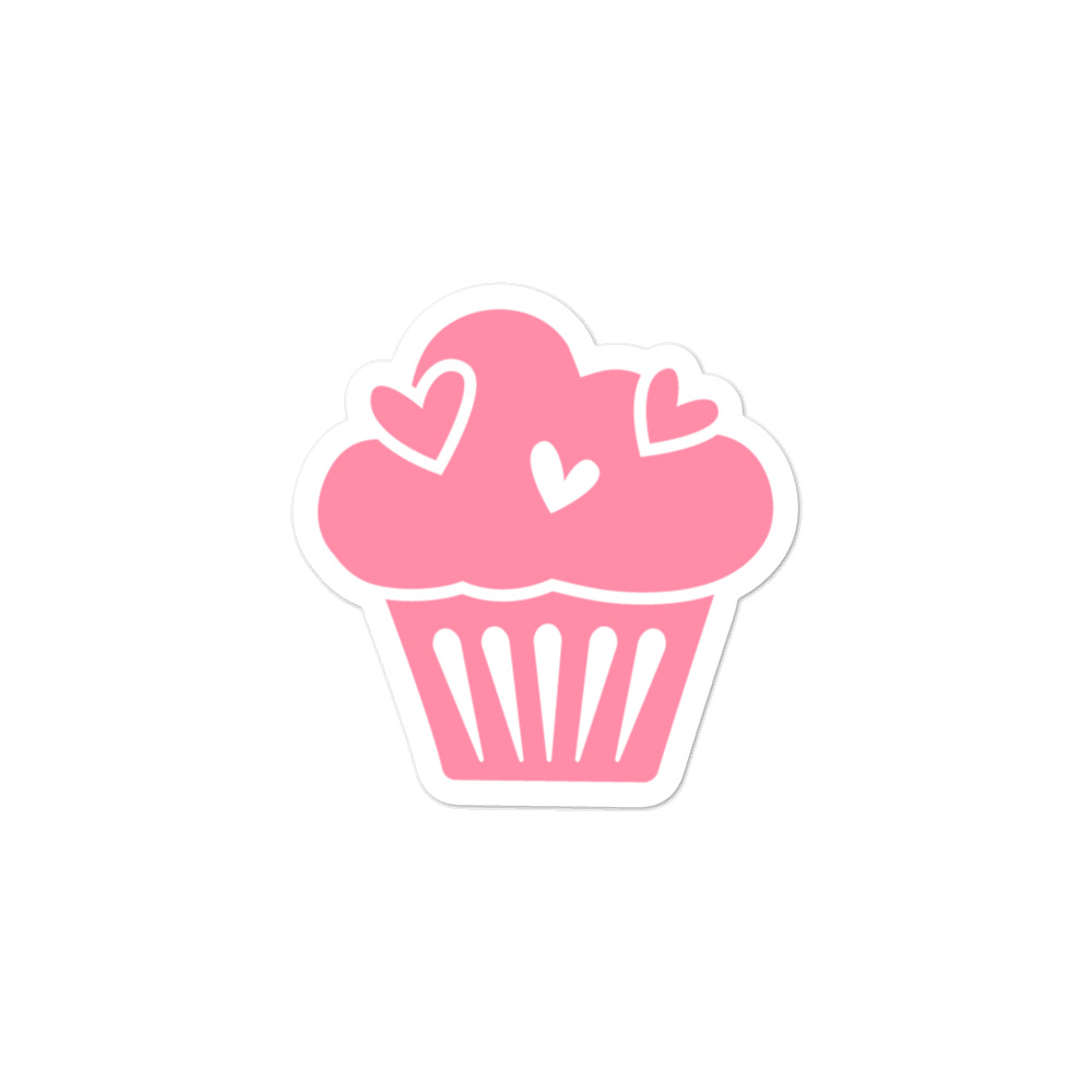 Cup Cake Love Heart Sweet Sticker - Valentine's Stickers - Custom Cut ...