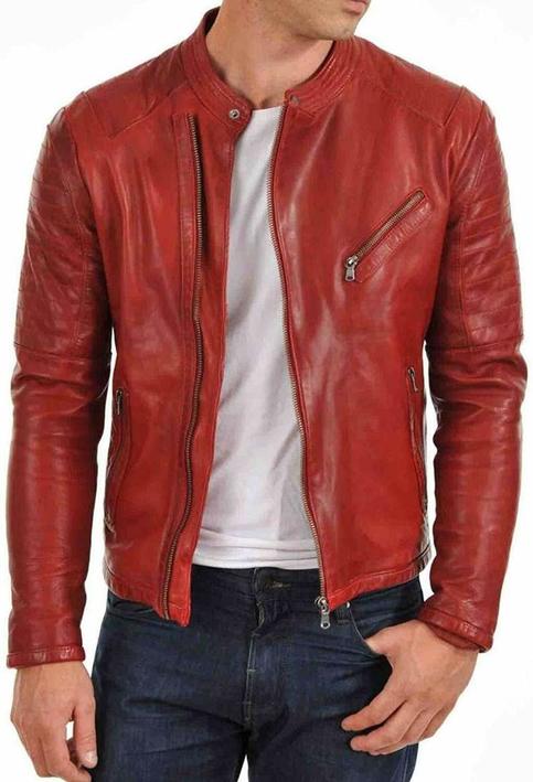 Handmade Dashing Red Biker Leather Jacket for men on Storenvy