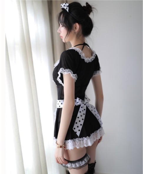 Lace Seduction Black Transparent Mesh Maid Uniform on Storenvy