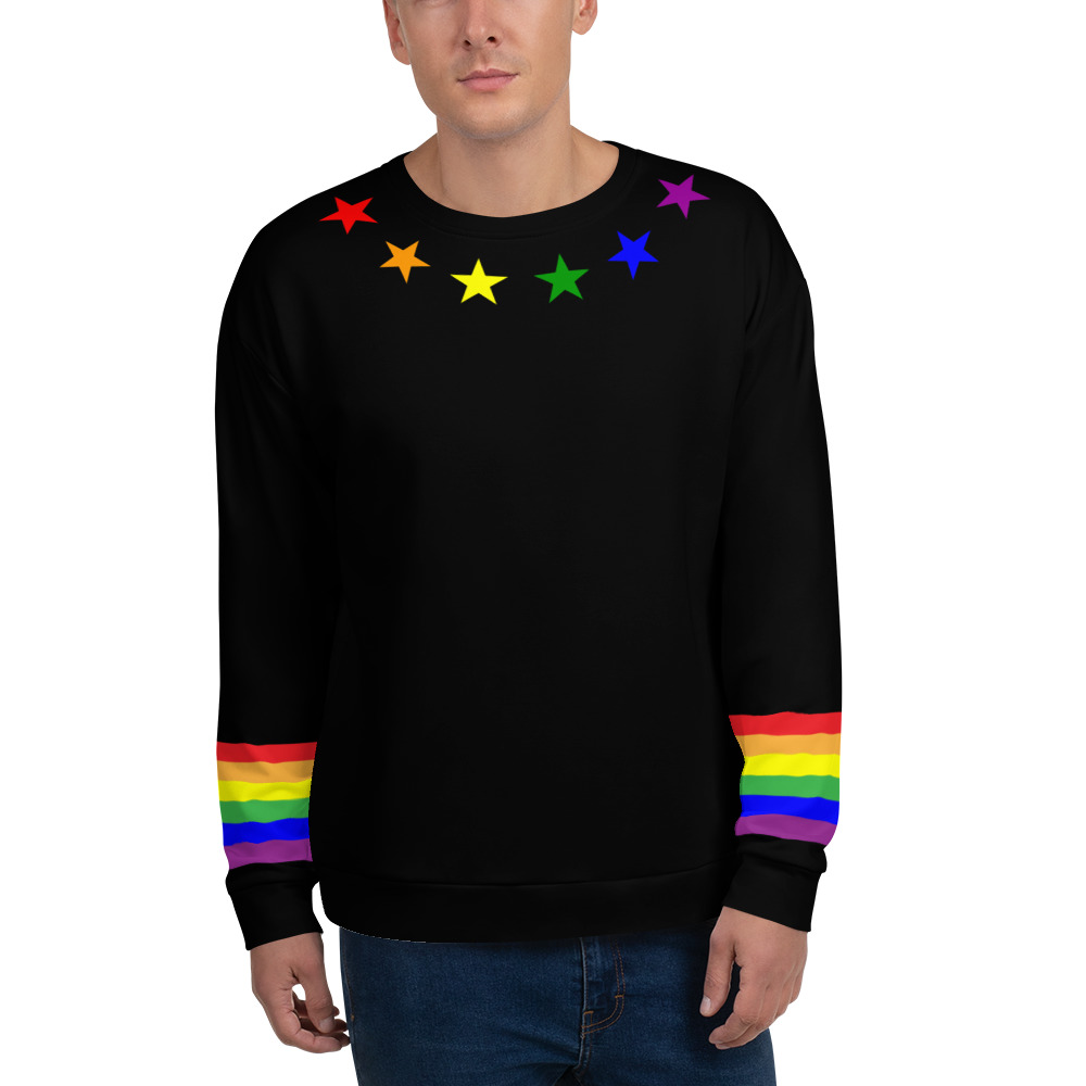 65 MCMLXV Unisex Black LGBT Gay Pride Rainbow Flag Print Sweatshirt on ...