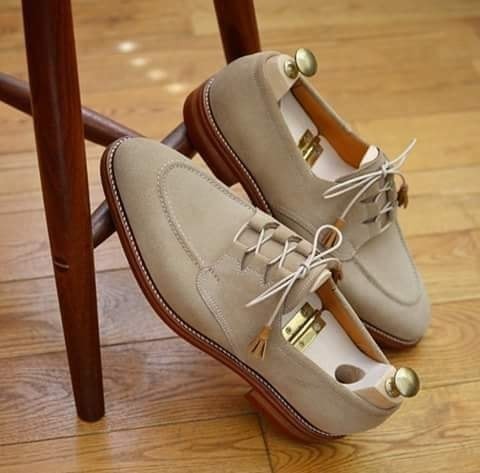 HANDMADE MEN'S OUTCLASS COLOR COMBINATION WHITE SUEDE LEATHER SPLIT TOE ...